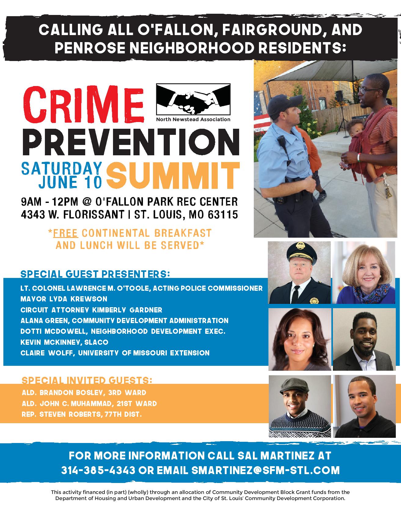 Crime Prevention Summit – June 10th – North Newstead Association